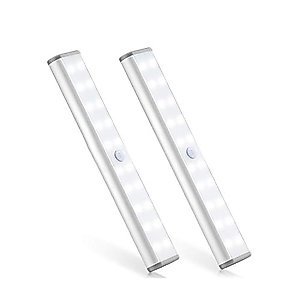 LEPOTEC 20 LED Under Cabinet Kitchen Lighting Battery Powered Lights, Wireless Under Counter Light, Closet Lights, Night Light Hallway Light Stairs Lights,LED Motion Sensor Light (2 Pack)