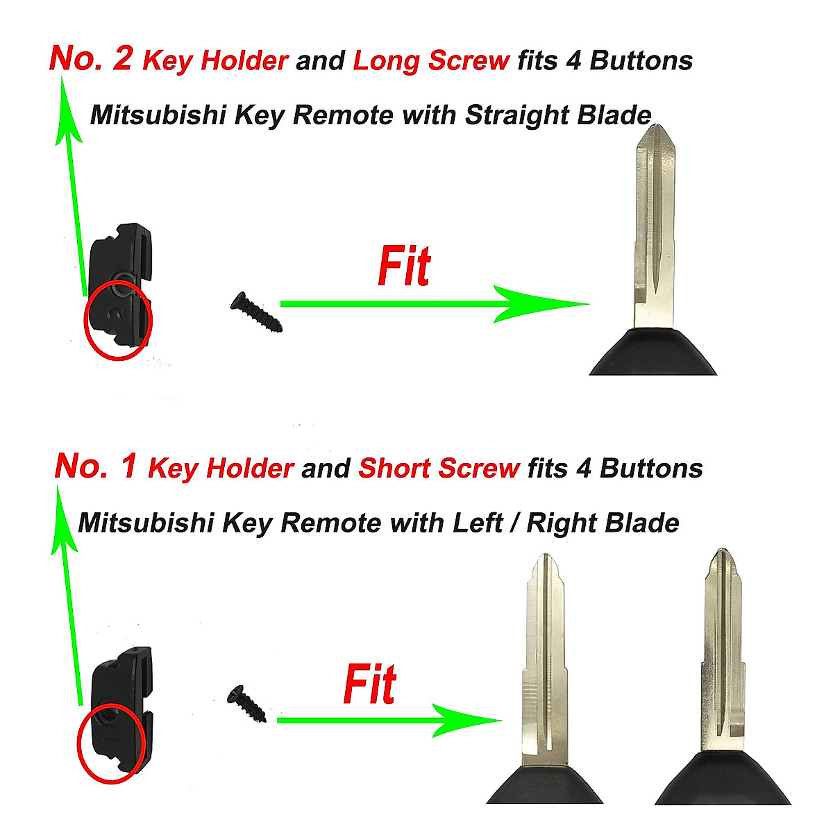 Key Fob Case Shell Fit for Mitsubishi Eclipse Lancer Endeavor Galant Outlander 4 Buttons Replacement Keyless Entry Remote Car Key Fob Cover Housing With Button Pad - Cutting Not Required (Black)