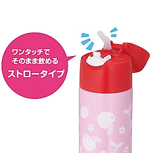 Thermos FHL-402F PK-R Vacuum Insulated Straw Bottle, 13.5 fl oz (400 ml), Pink Red, For Cold Retention