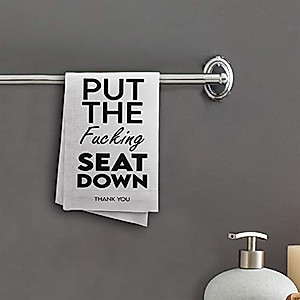 APRON DADDY Funny Bathroom Hand Towel - Put The Seat Down, Funny Bathroom Decoration Towels with Sayings, Guest Bathroom Housewarming Gifts for Her, 16 by 25 inch, 100% Cotton, Fun Towels