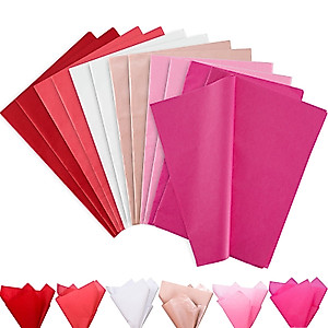 Whaline 120Pcs Tissue Paper Red Pink Purple Rose Gold White Gift Wrapping Paper Multicolor Art Paper for DIY Craft Birthday Valentine's Day Easter Wedding Holiday Decoration, 14 x 20 Inch