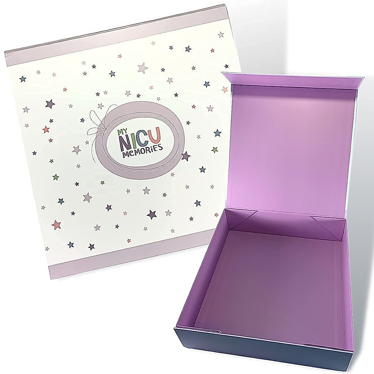 "My NICU Memories" Keepsake Box - Magnet Closure Box for Storing NICU Memorabilia (White, Large)