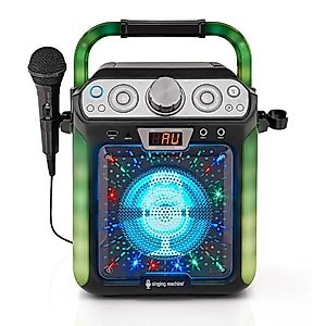 Singing Machine SML682BTBK Groove Cube Karaoke Player with Bluetooth and Echo Control, Battery Powered, Black