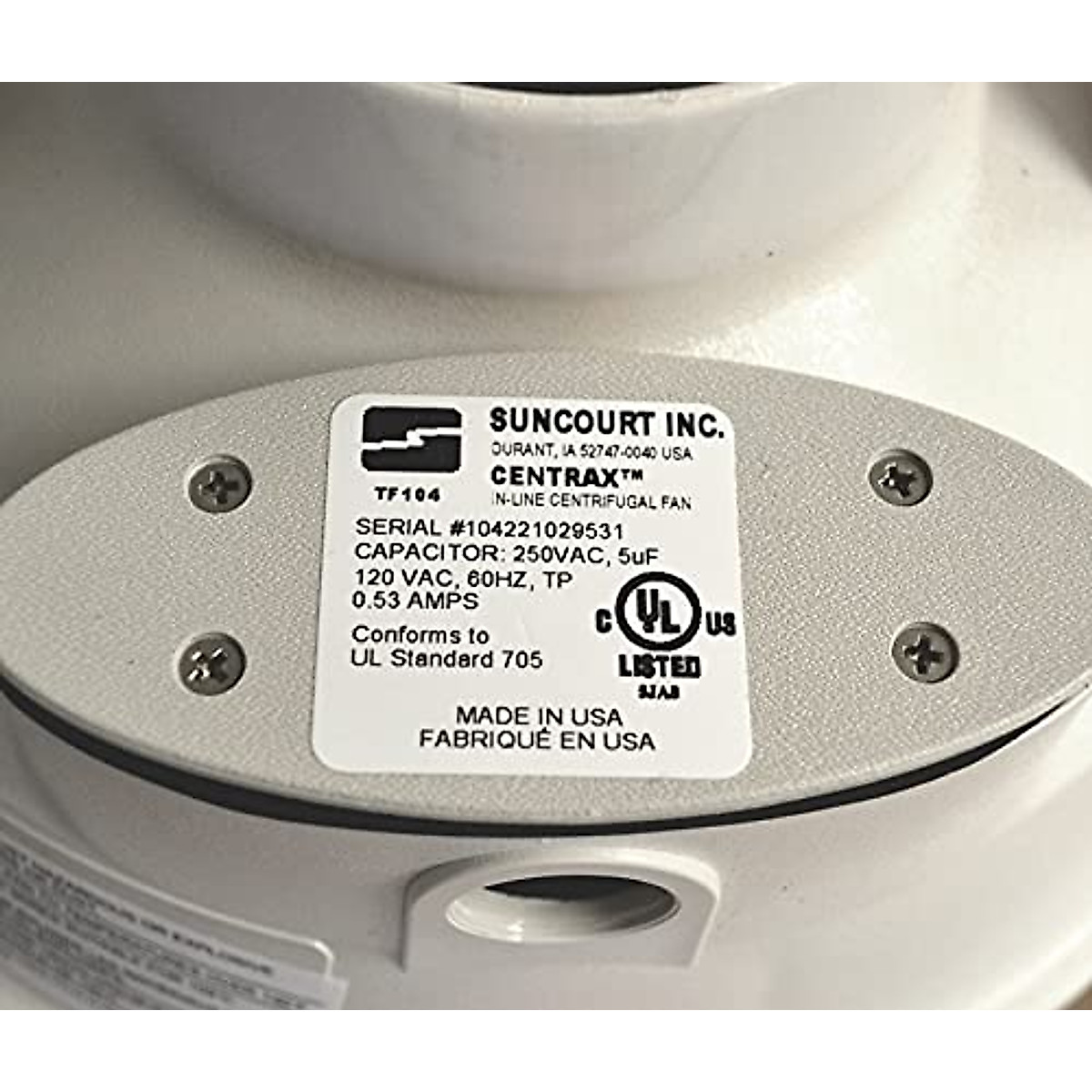 Suncourt Centrax RDK04 Radon Fan Mitigation Kit, Indoor and Outdoor Installation, Inline Centrifugal Fan with Rubber Couplers (4 inch x 4 inch) and Air Pressure Indicator, White