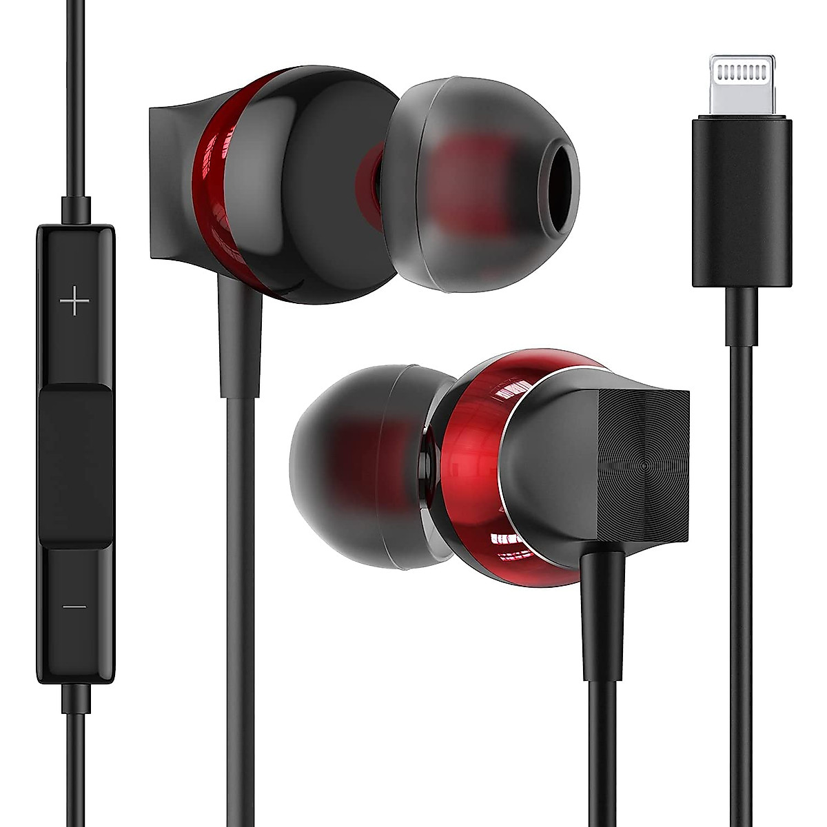 Meifox Lightning Earbuds for iPhone, Quad Dynamic Noise Reduction Driver Earphones, MFi Certified Wired Earbuds with Microphones, Headphones for iPhone 13/12/11/11 Pro/Max/X/XS Max/XR/8/7 （Silvery）