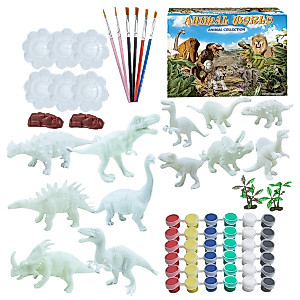 SEWACC 192 Pcs DIY Painted Animals Children Painting Supplies Kids Painting Supplies Children Painting Toy Painting Kit for Children Toys Hand Painting Graffiti Plastic White