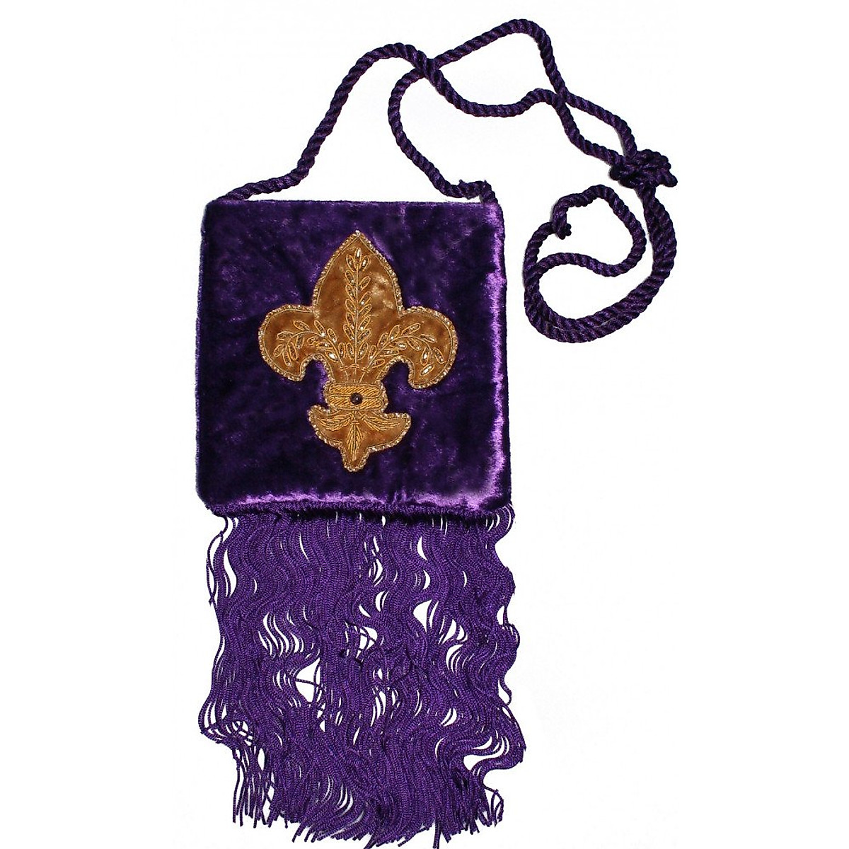 Fleur de Lis Mardi Gras Velvet Handbag Purple Gold Purse crossbody Costume Handbag Carnival Parade