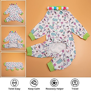 LovinPet Dog Jammies Large Dogs, UV & Post Operative Protection, 4 Legged High Collar Dog Onesies,Lightweight Stretchable Hippo, Bird, Tortoise Prints Large Dog Pajamas as Base Shirt for Dog Dresses L