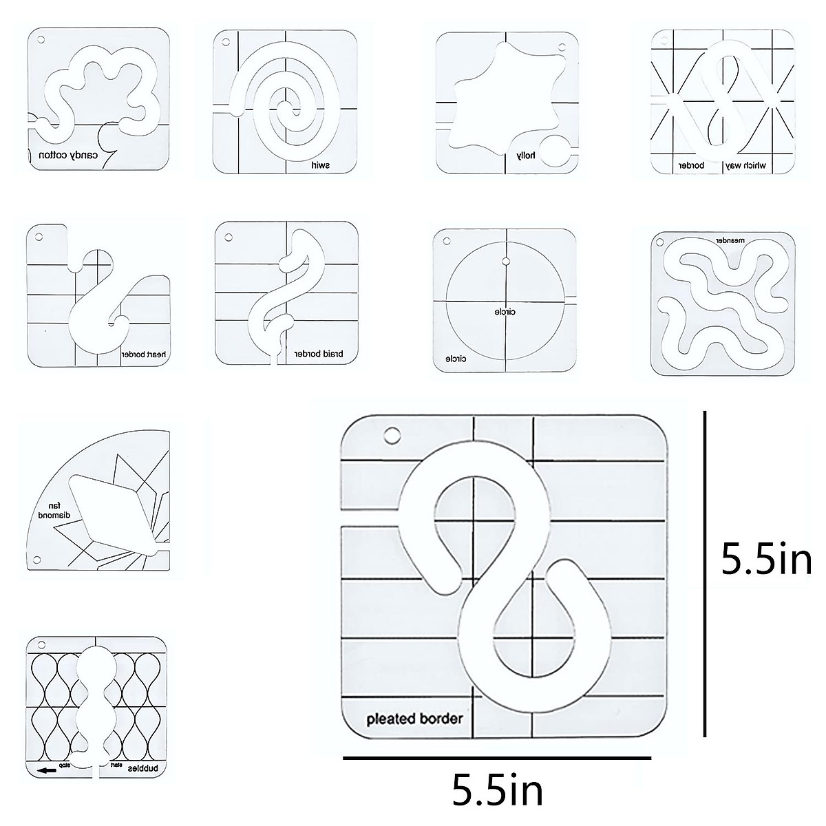 Quilting Templates ，11-Piece Set with Free Motion Quilting Rulers and Templates，Low Shank Machine Quilting Templates - Essential Quilting Supplies