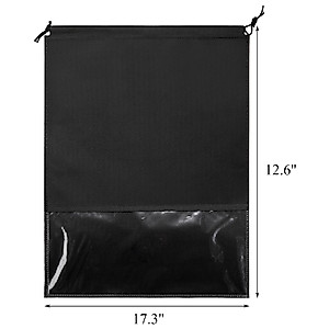 Coloch 30 Pack Non-woven Travel Shoes Bags with Rope, Black Large Shoes Packing Pouch Portable Multifunctional Organizer Bag with Clear Window for Shoes, Towel, Clothes, Toys, Home and Travel Use