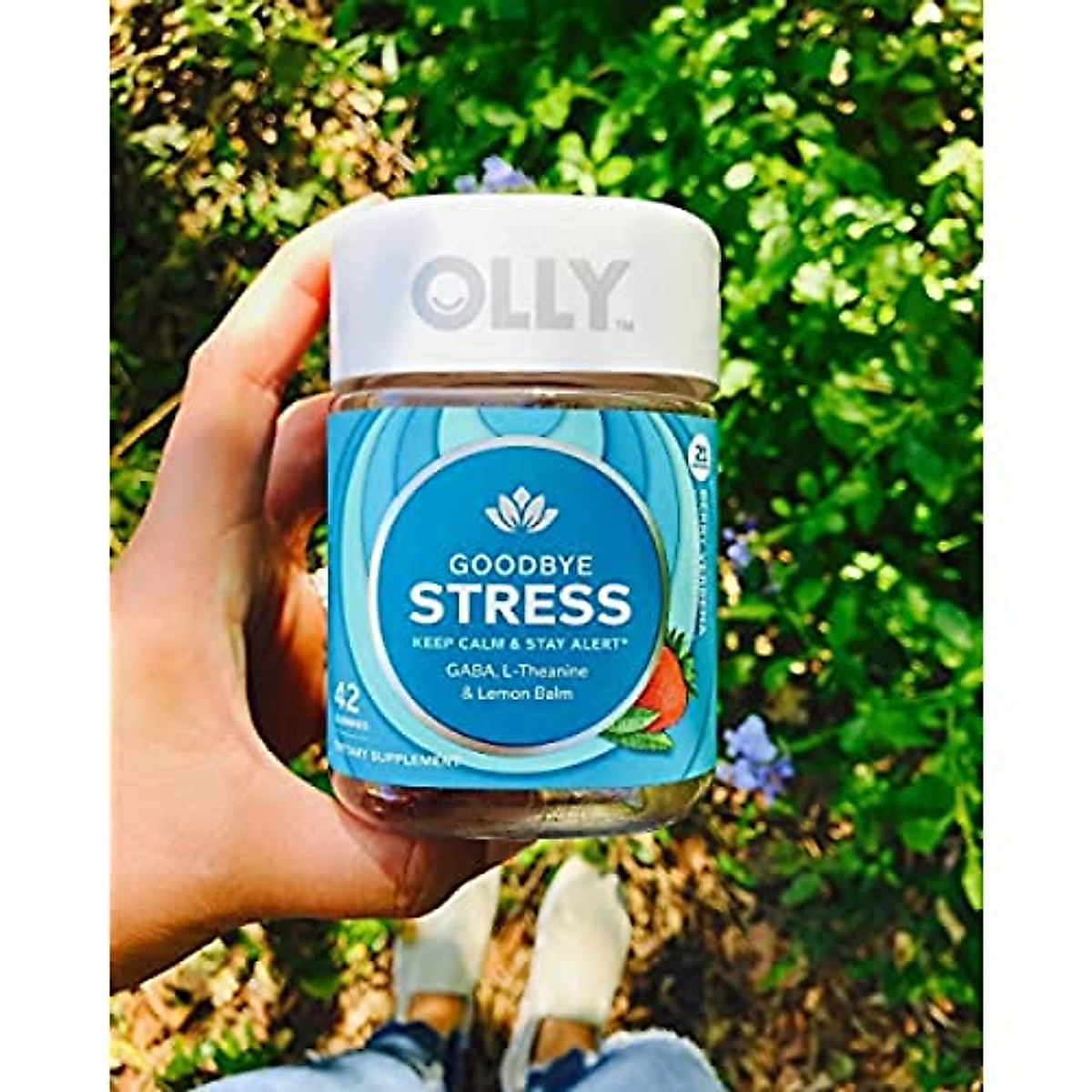 OLLY Goodbye Stress Gummy, GABA, L-Theanine, Lemon Balm, Stress Relief Supplement, Berry - 42 Count