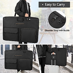 Damero Art Portfolio Case 24 x 36, Artist Portfolio Bag Poster Board Storage with Shoulder Strap, Artwork Carrying Tote Bag for 4k 8k Sketching and Drawing Painting Supply, Black