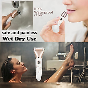 Electric Razors for Women, Painless 2-in-1 Shaver for Women Hair Remover for Face,Bikini Trimmer,Easy to Carry Cordless, Rechargeable Wet and Dry Women Razor，Head Can be Replaced(Rose Gold)