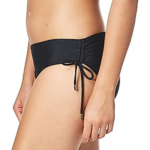 Calvin Klein Women's Side Shirred Bikini Swimsuit Bottom, Black Solid, X-Small