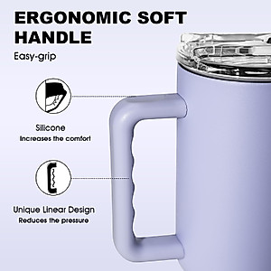 40 oz Tumbler With Handle and 2 Straws 1 Lid, Insulated Tumblers Stainless Steel, Upgraded Leak-Proof Lid For Hot and Cold Insulation Travel Coffee Cup Mug 2024 Upgrade（Green Tint）