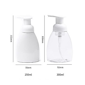 Soap Dispenser 250ml Clear Foaming Liquid Soap Dispenser Shampoo Lotion Shower Gel Hand Sanitizer Whipped Mousse Points Pump Bottle Lotion Dispenser (Color : Transparent) (White b)