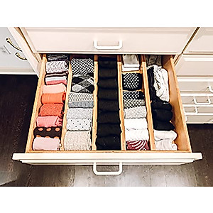 Lipper International 8897 Bamboo Wood Custom Fit Adjustable Deep Kitchen Drawer Dividers, Set of 2