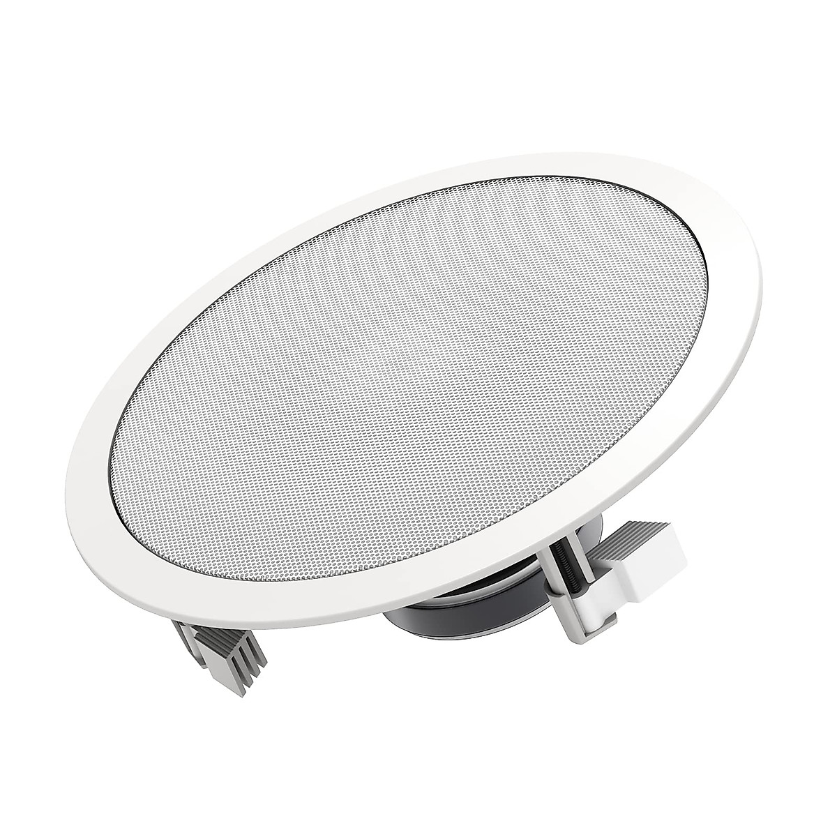 ROCKRIX Audio 3-Way Premium in-Ceiling 8" Round Speaker, Dual 1-inch Silk Dome Tweeters, 9.5 Inch Cutout Diameter, Each, White