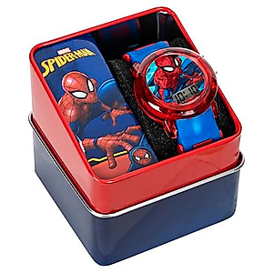 Accutime Kids Marvel Spider-Man Digital Quartz Plastic Watch for Boys & Girls with LCD Display Red/Blue (Model: SPD4464)