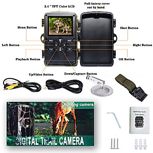 GoldPaddy Trail Game Camera 4K 20MP, Hunting Camera with Night Vision Motion Activated Waterproof Camera 0.2s Trigger Time Scouting Cam 2.4” LCD IR LEDs 120° Wide Angle for Wildlife Home Monitoring