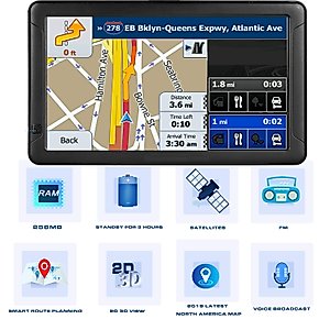 GPS Navigation for Car （9 Inch） Slimline Touch Screen Real Voice Direction ，USA Edition 2025 (Free Lifetime Updates) Turn-by-Turn Voice and Lane Guidance, Speed and Red Light Warning (American Brand)
