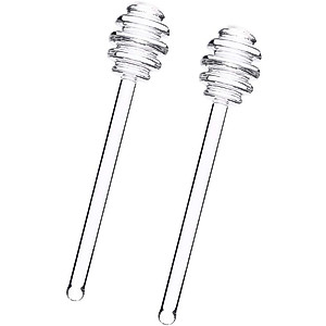Transparent 6" Glass Honey Dipper Sticks Stirring Sticks Server Honey Spoon Dipper Stirrer Honey Wand for Honey Pot Jar Containers Honey Dispense Drizzle, Clear Asparagus Servers Flatware