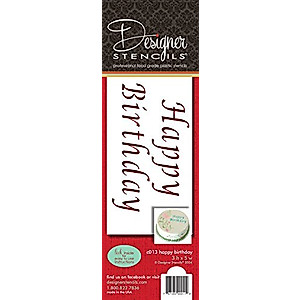 Designer Stencils C013 Happy Birthday Cake Stencil, Beige/semi-transparent 3 x 5..5 inches