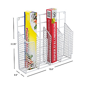 Home Basics Organizer Rust Resistant, Perfect for Food Storage, Silver Foil, Wax Paper, Sandwich Bags, Plastic Wrap-Mounts