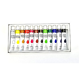12 Color Acrylic Paint Set 12 ml Tubes Artist Draw Painting Rainbow Pigment
