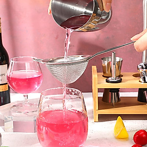 Epakh 9 Packs Stainless Steel Small Strainer, Steel Cone Shaped Cocktail Strainer for Juice, Tea Herbs, Coffee Drinks, Long Handle Coffee Food, 3.2 Inches Silver