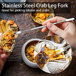 suoundey Seafood Cracker Tool Set With Lobster Sheller Stainless Steel Crab Crackers Crab Leg Fork Seafood Scissors And Storage Bag, Crab Leg Pick Utensils Set Crab Eating Tools (9Pcs)