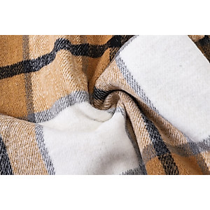 SANGTREE Mens Plaid Flannel Shirt Jacket Long Sleeve Button Down Shacket, Khaki Plaid, Small