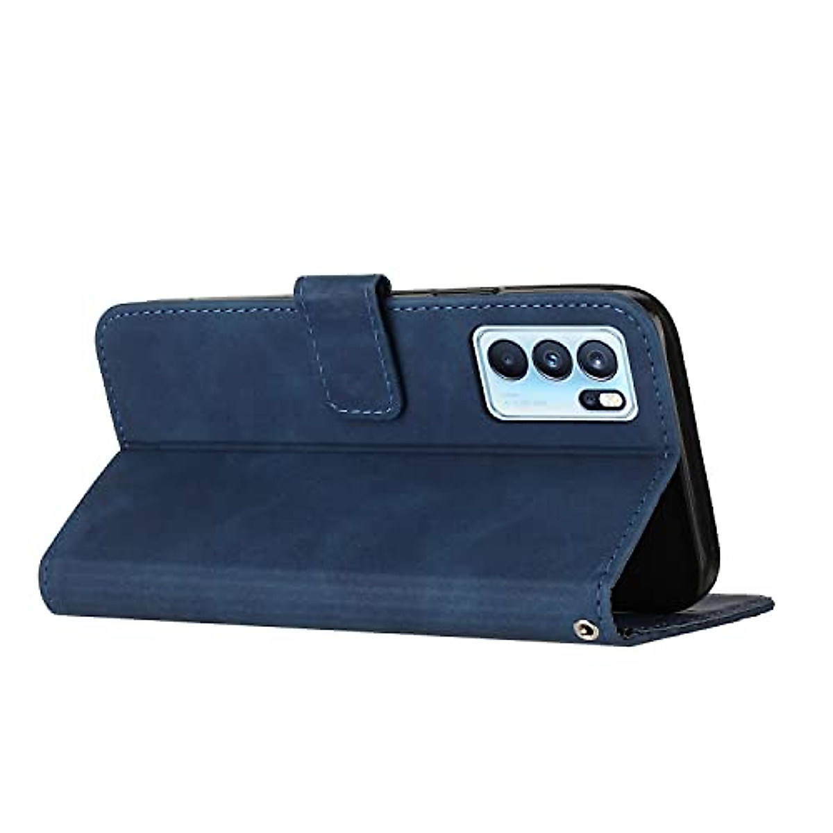 AMAAE Smartphone Flip Cases Wallet Case for Oppo Reno 6 Pro 5G, Vintage PU Leather Phone Case Magnetic Flip Folio Leather Case Credit Card Holder Kickstand Shockproof Case Flip Cases (Color : Blue)