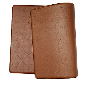 YUANIMAT Kitchen Anti Fatigue Floor Mat,Cushioned Anti-Fatigue PVC Kitchen Rugs - Ergonomic Comfort Rug for Kitchen,Office,Sink,Laundry -Non-Slip Standing Desk Mat (29.5 Inch x 17.7 Inch, Grid-Brown)