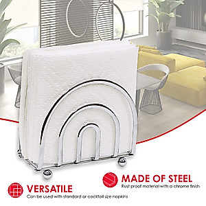 Home Basics Paper Napkin Holder/ Freestanding Tissue Dispenser For Kitchen Countertops, Dining Table, Picnic Table, Indoor & Outdoor Use, Durable Storage and Organization Option (Chrome)