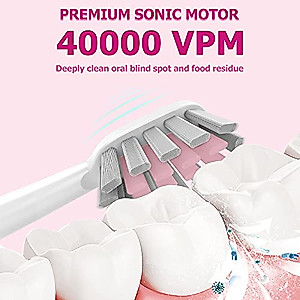 Adults Sonic Electric Toothbrush, Rechargeable Electric Toothbrush for Man Women, Couples Toothbrush with LED Mode Indicator, 30s Reminder, 2 Mins Timer, 5 Modes, 4 Brush Heads, Wall-Mount Holder