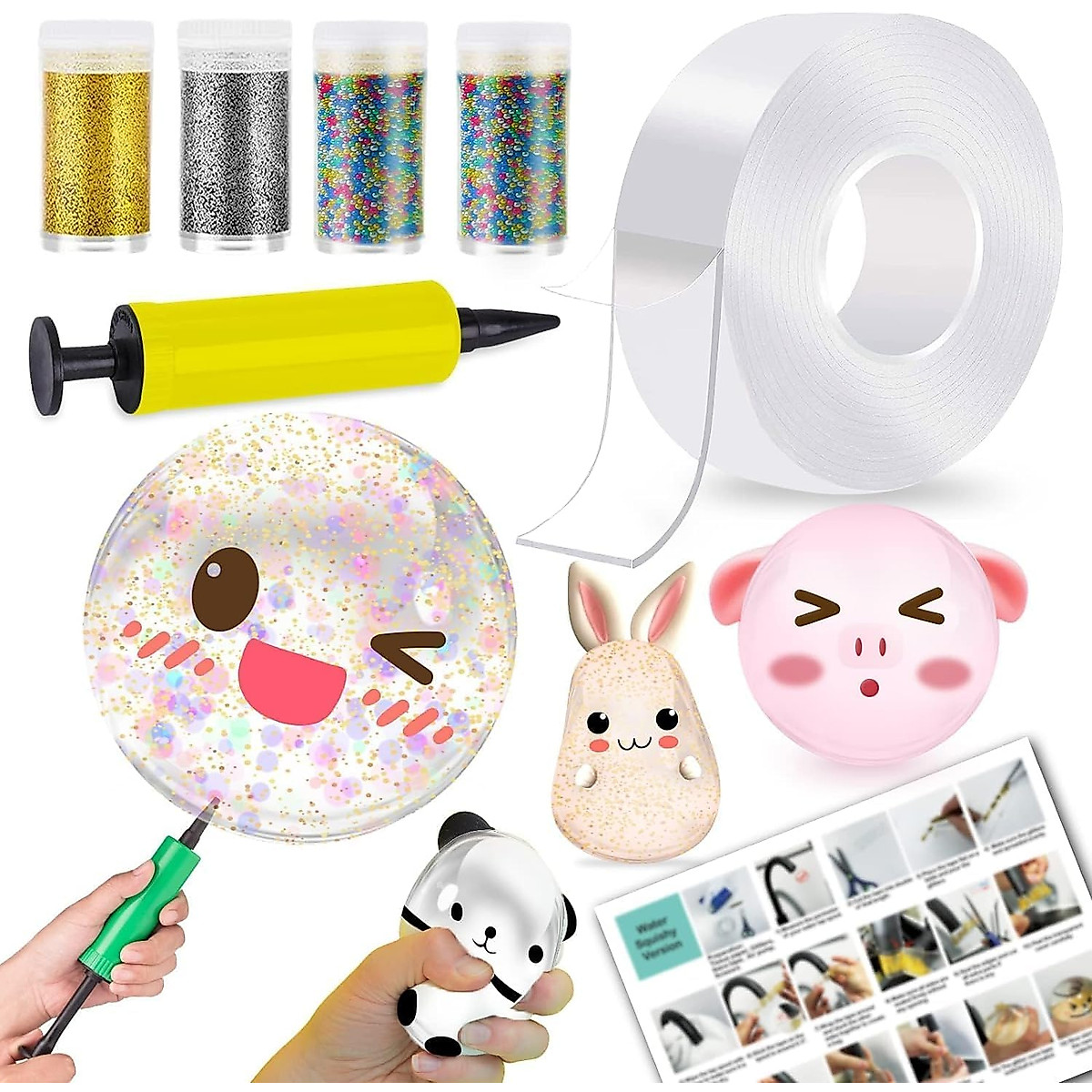 ToyUnited Nano Tape Bubble Kit for Kids - 9.8ft Double Sided Nano Tape Kit with Balloon Pump, Kids Balloon Party Activities, Toys, Gifts for Girls Boys 4, 5, 6, 7, 8, 9, 10 Years Old