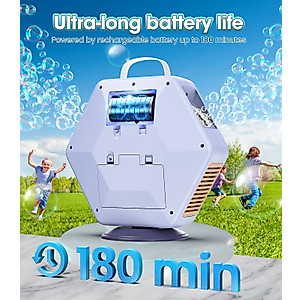 Beefunni Upgrade Bubble Machine Automatic Bubble Blower for Kids Toddler Adult,16000+ Bubbles/min, Bubble Machine Battery Operated, Rotatable 360° Bubble Toy for Outdoor Birthday Party, Baby Blue