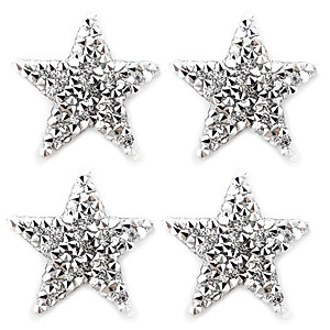 Honbay 12PCS Star Shape Rhinestone Patches Hot-Melt Adhesives Appliques Clothing Repair Decoration Patches for DIY Accessory (Silver)