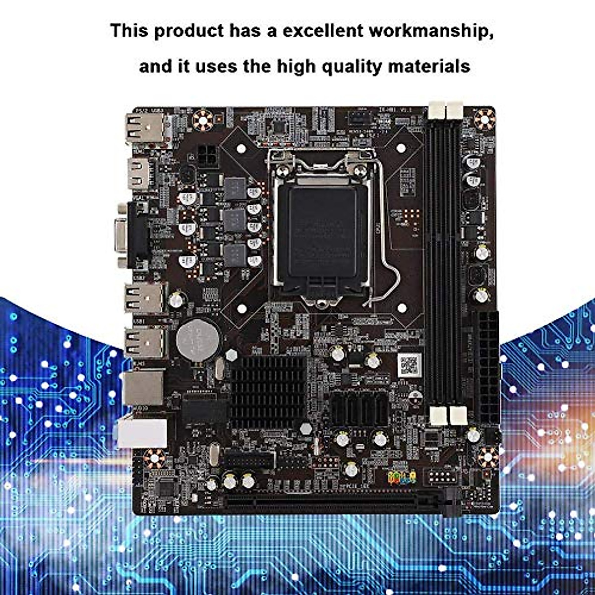Desktop Motherboard for Intel H81, CPU for Intel LAG 1150 2DDR3 1600/1333/1066Mhz Memory 1PCI E×16 Motherboard with SATA 2.0 USB 2.0 Support VGA& Dual Output