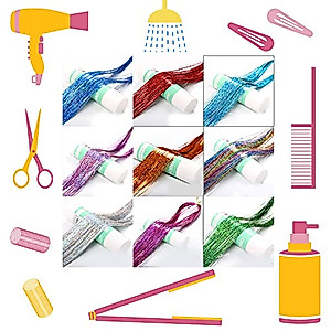 47 Inch 12 Colors Hair Tinsel 2400 Strands With Tool Sparkling Dazzle Glitter Shiny Hair Extensions Hair Tinsel Kit