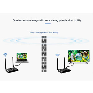 weJupit Wireless HDMI Extender Transmitter and Receiver HD 1080p, Up to 328ft/100m, IR Passback Transmit AV HDMI Signal to HDTV/Project, Point to Point use, Dual Antenna