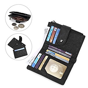 CLUCI Small Wallet for Women Leather Bifold Multi Mini Card Holder Organizer designer Ladies Zipper Coin with Removable ID Window