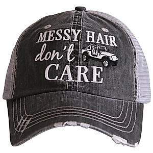 KATYDID Messy Hair Don't Care Baseball Hats Cap - Trucker Hat for Women - Stylish Cute Sun Hat - White