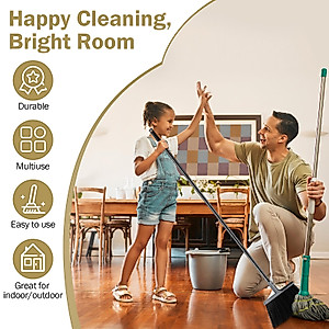 Roshtia 8 Pcs Heavy Duty Broom Set 58 Inch Outdoor Indoor Broom Commercial Stiff Broom with Long Handle Angle Broom Garage Broom Concrete Broom Outside Broom Outdoor Brooms for Sweeping Patio (Gray)