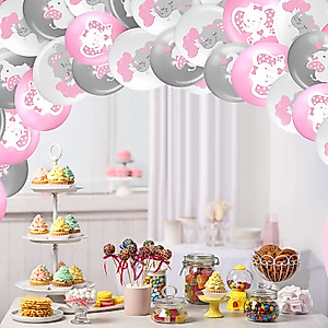 Aoriher 45 Pieces Elephant Balloon 12 Inch Baby Shower Elephant Balloon for Baby Boy Girl Gender Reveal Elephant Animal Themed Birthday Party Supplies Indoor Outdoor Decor (Pink, Gray, White)
