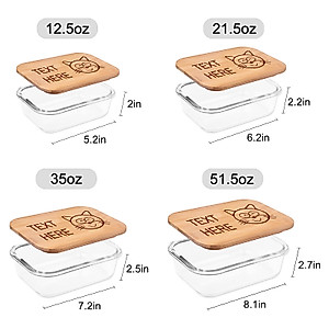 NGTSFLY Glass Food Storage Containers with Bamboo Lids, Custom Engraved Lids - Airtight, Glass Meal Prep Containers (12.5 oz / 370 ml)