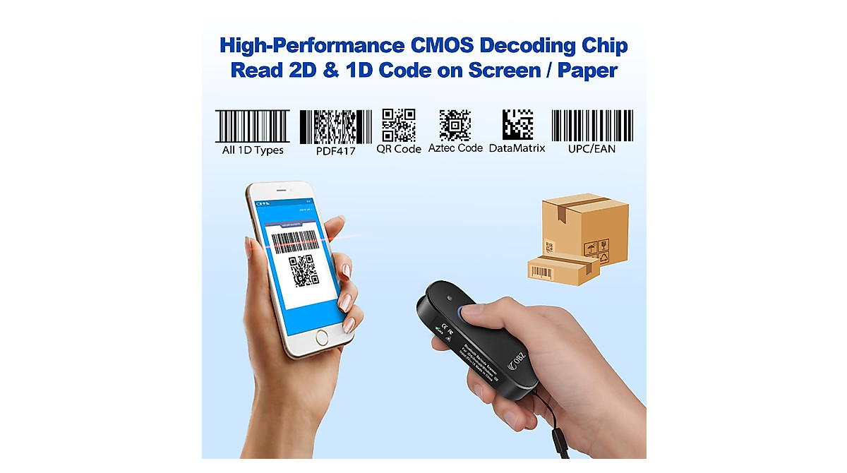 Mini 2D Bluetooth Barcode Scanner - Portable, Versatile & Long Battery Life