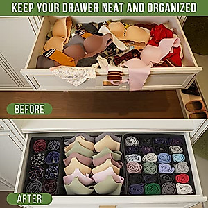 PETALS Drawer Organizers For Clothing – 8 Pack Foldable Dresser Drawer Organizers, Sock and Underwear Drawer Organizer, Baby Drawer Organizer, Bra, Panty, Lingerie, Ties, Belts