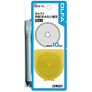 OLFA 45mm Tungsten Tool Steel Rotary Blades,Set of 10, Marking Pen [Japan Import] (45mm x 10)